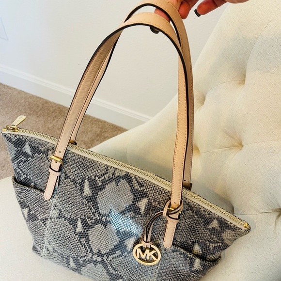Michael Kors | Bags | Michael Kors Snake Embossed Leather Tote Bag ...